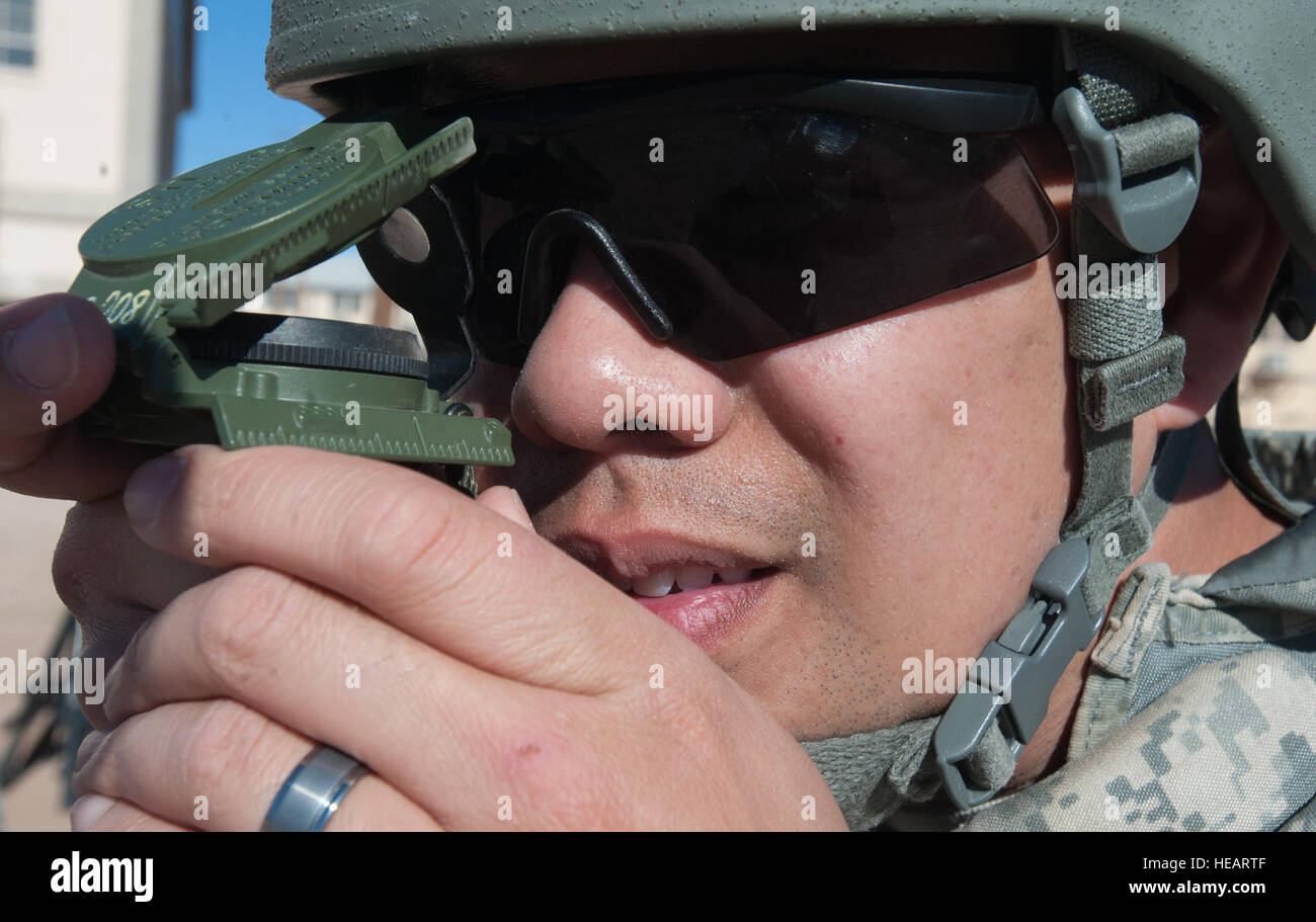 Pfc. Henry Kim trains with a compass during Operational Contract ...