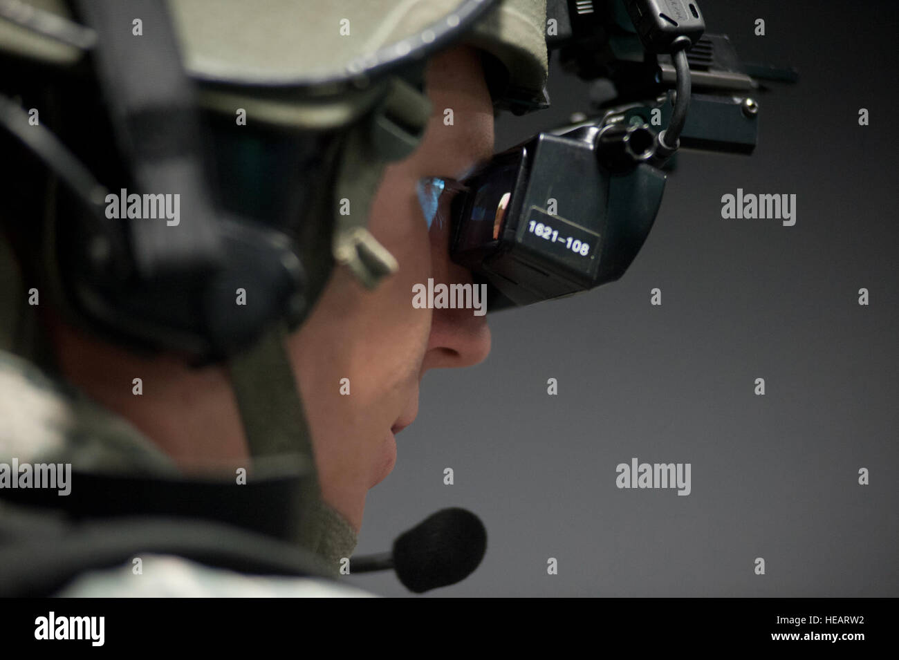 U.S. Air Force personnel use a Dismounted Soldier Training System at ...