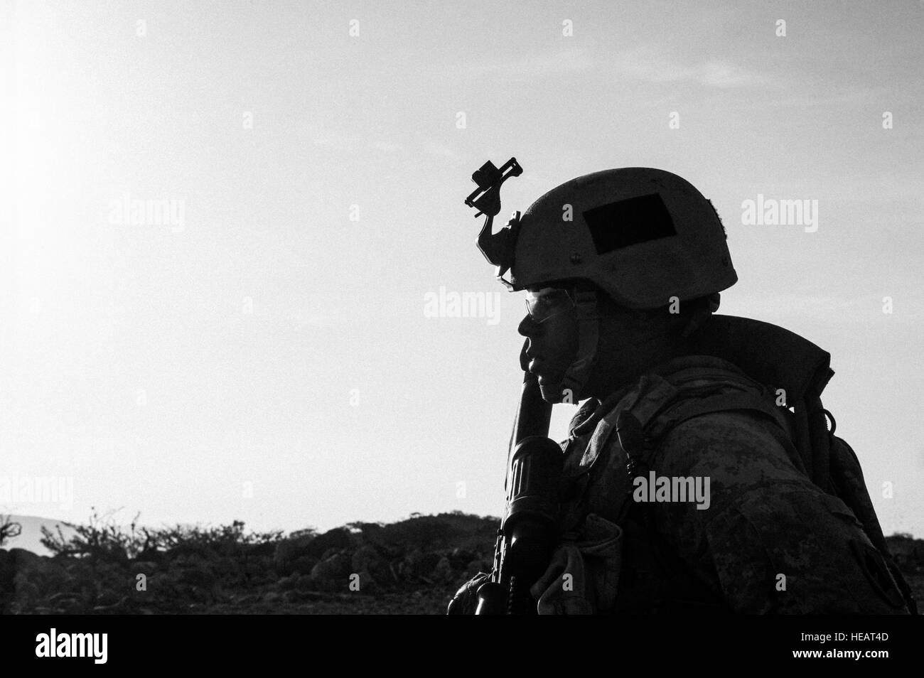 Army personnel conduct training Black and White Stock Photos & Images ...