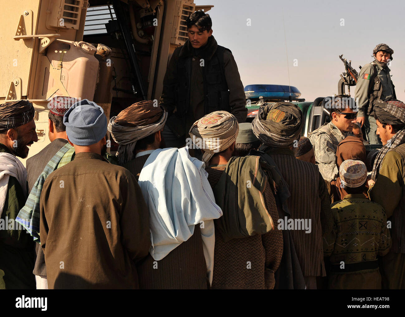 Afghan national police and U.S. Soldiers from the 5th Stryker Brigade ...