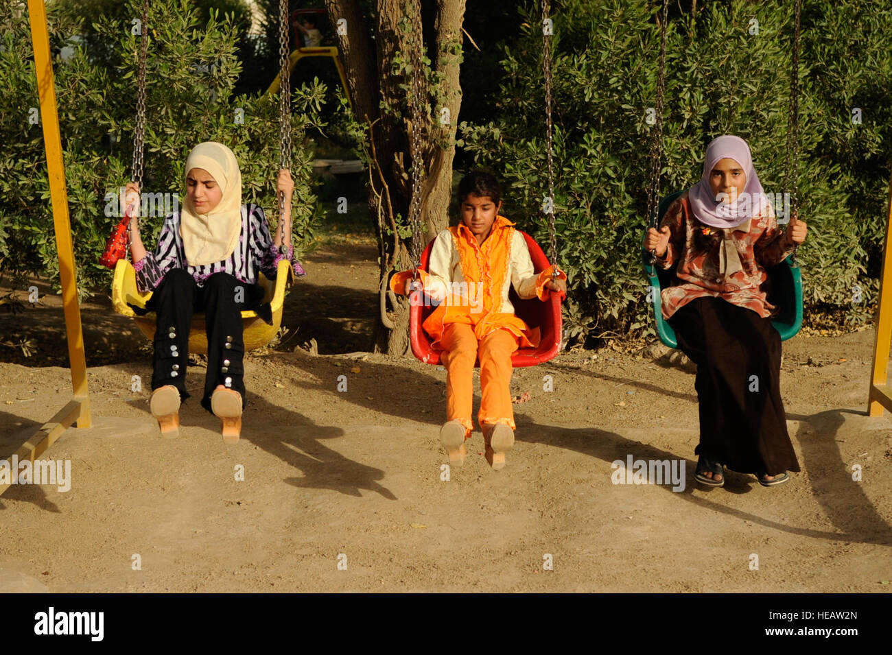 Iraqi kids enjoy a day of fun at Al Thobad Park, in Al Kut, Iraq, June ...
