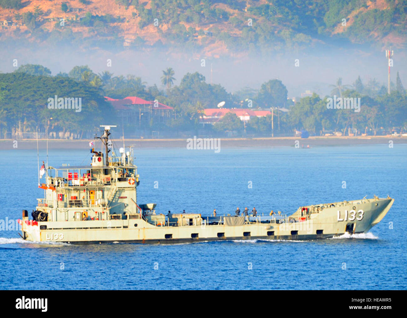 Landing Craft Heavy L133 HMAS Betano transits through the Banda Sea ...