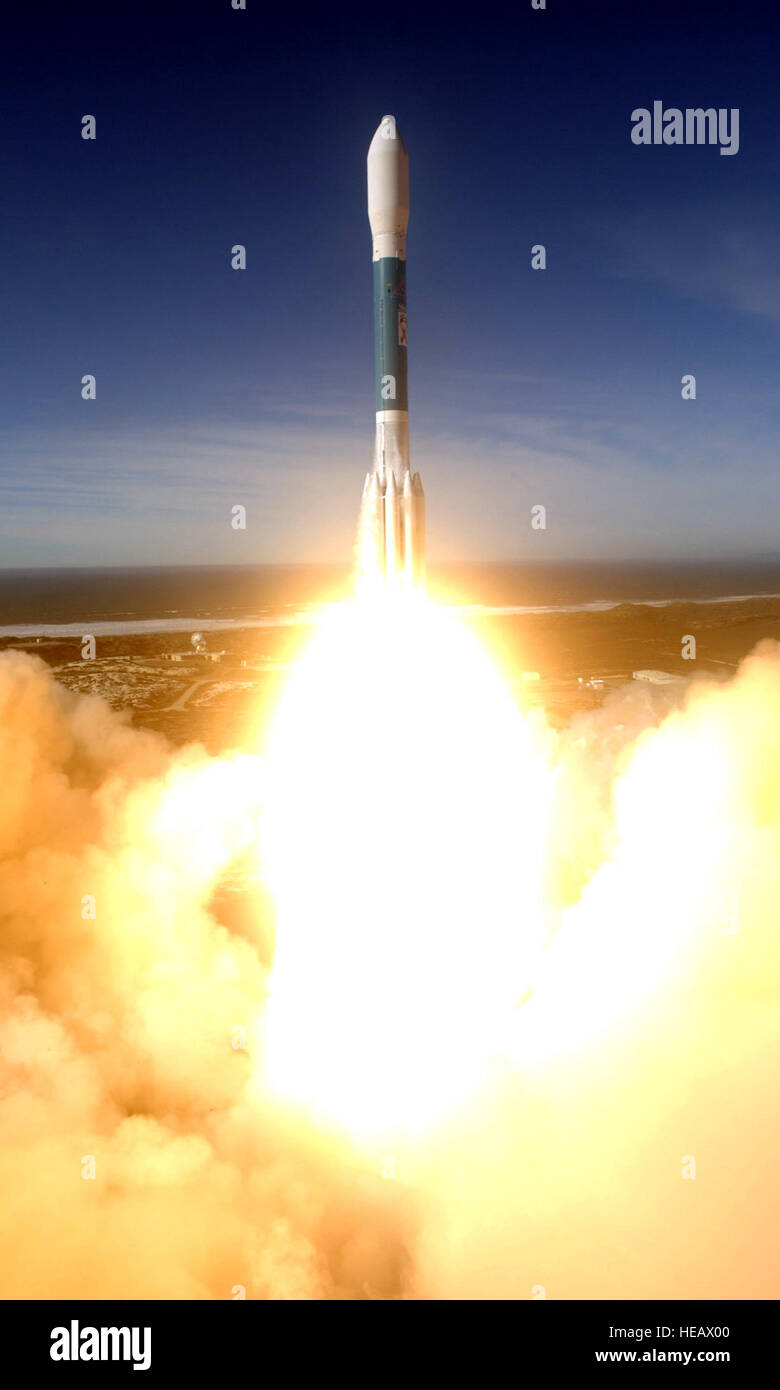 A Delta II rocket carrying a National Reconnaissance Office satellite ...