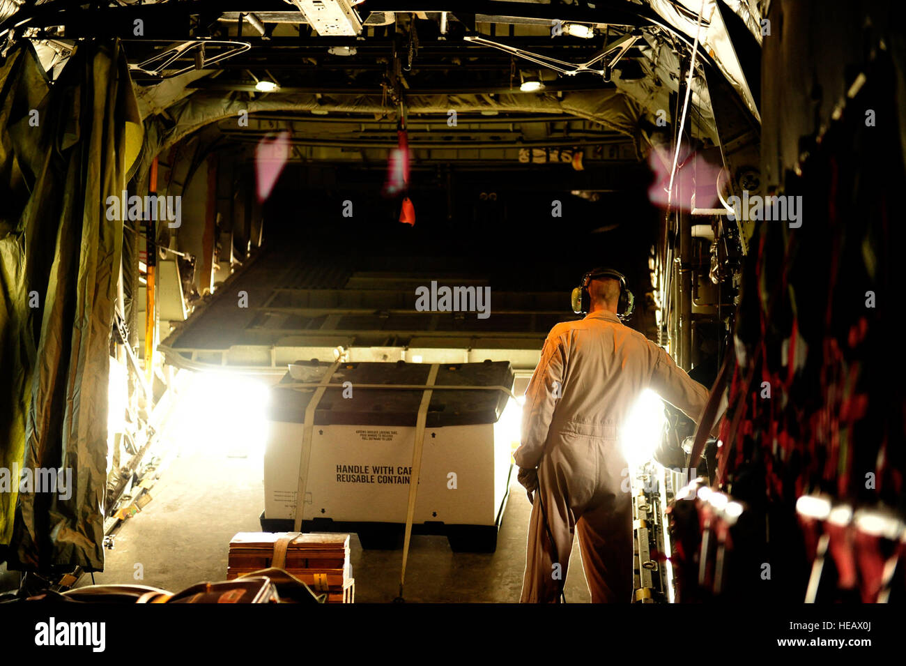 U.S. Air Force Tech Sgt. Adam Nixon a C-130H Hercules loadmaster ...