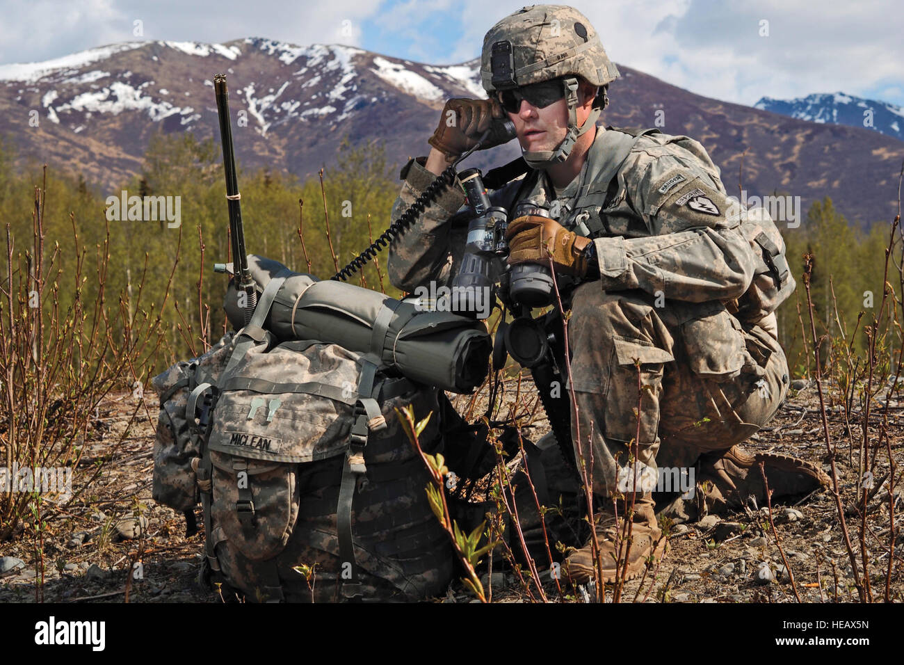 Spc. Matthew Miclean, a forward observer assigned to Headquarters and ...