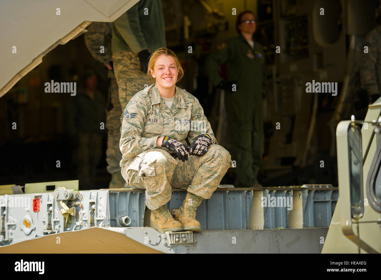 U.S. Air Force Senior Airman Courtney Miller, 32nd Aerial Port Squadron ...