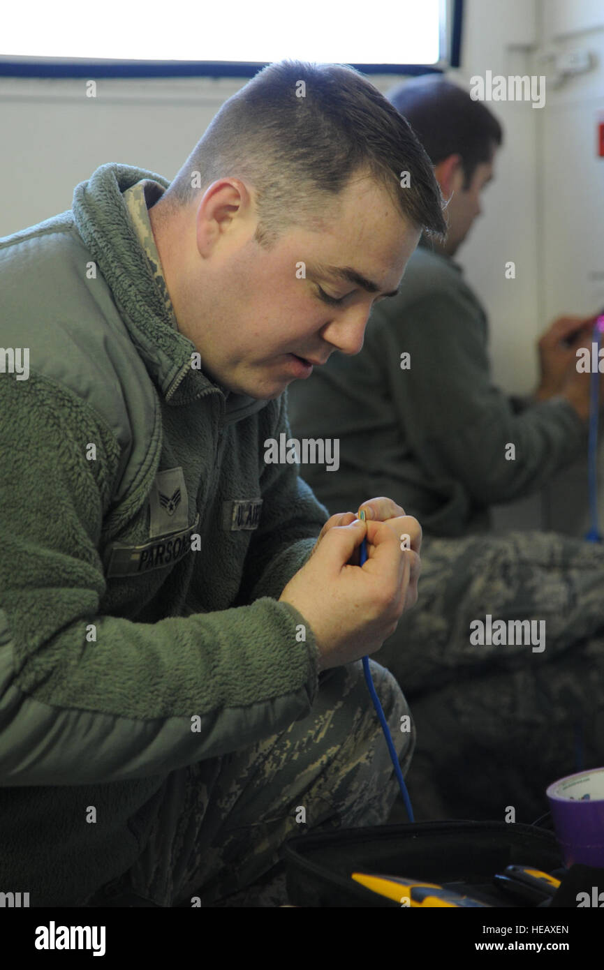U.S. Air Force Senior Airmen Harry Parsons from the 239th Combat ...