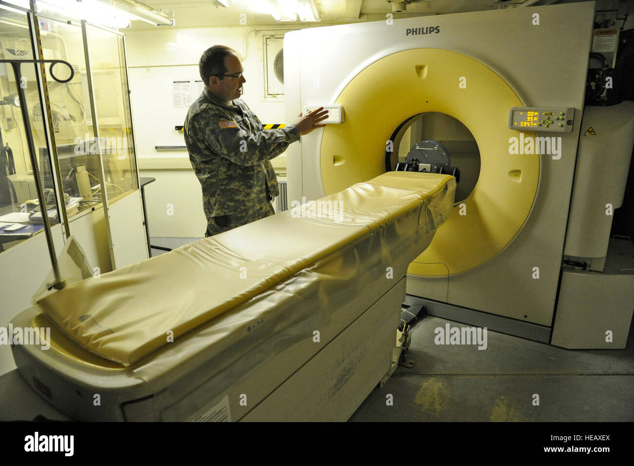 U.S. Army Maj. Corey William, a radiologist assigned to the 320th ...