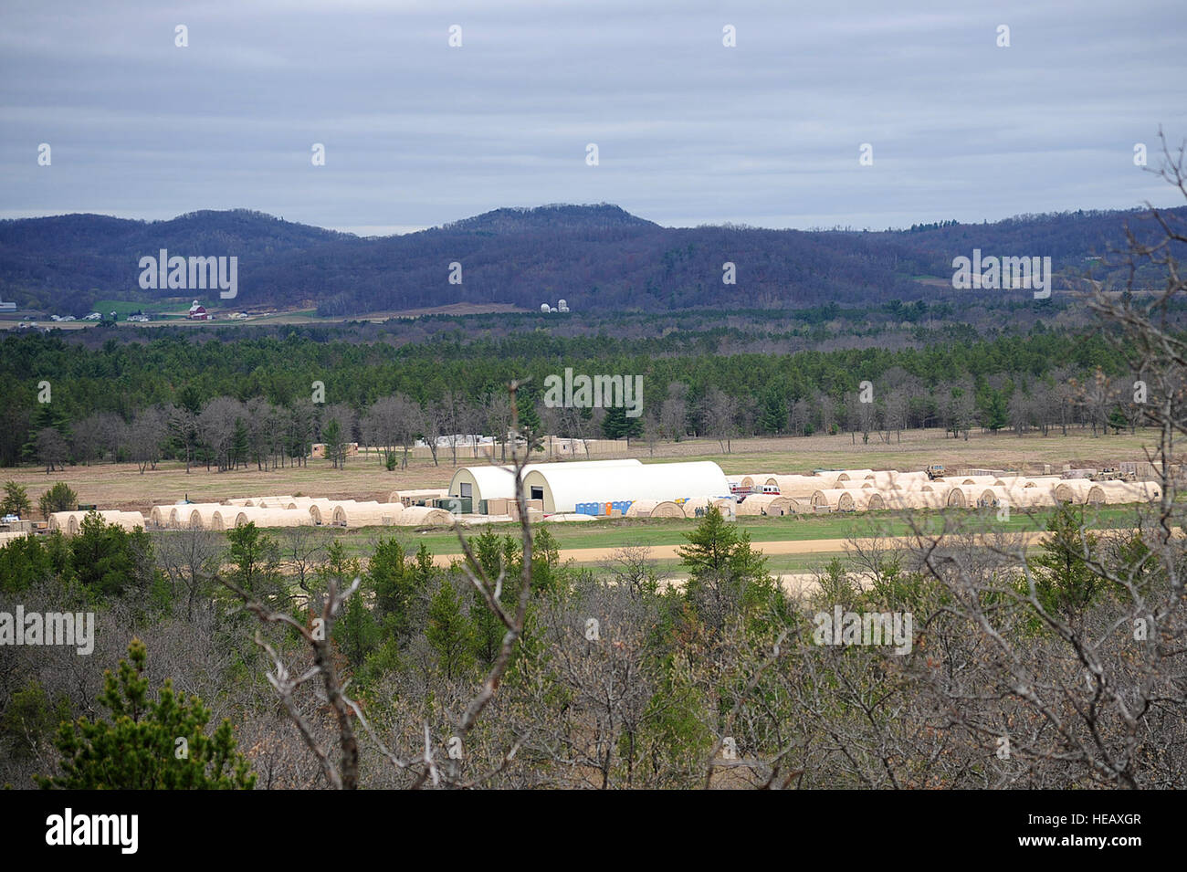 A hill top view of a joint U.S. Air Force and Army base camp that was ...