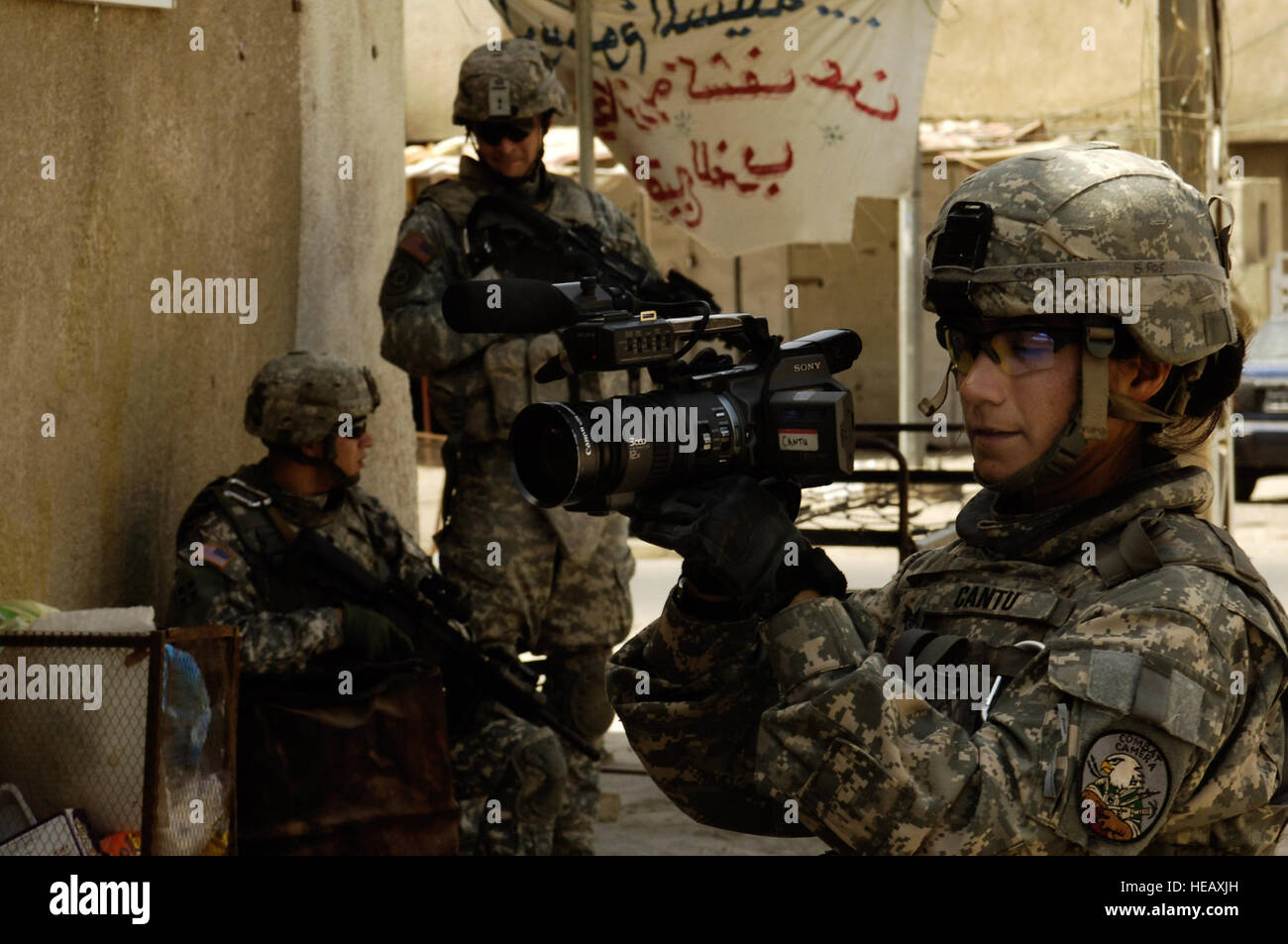 U.S. Air Force Combat Camera videographer Staff Sgt. Vilma Cantu, from ...