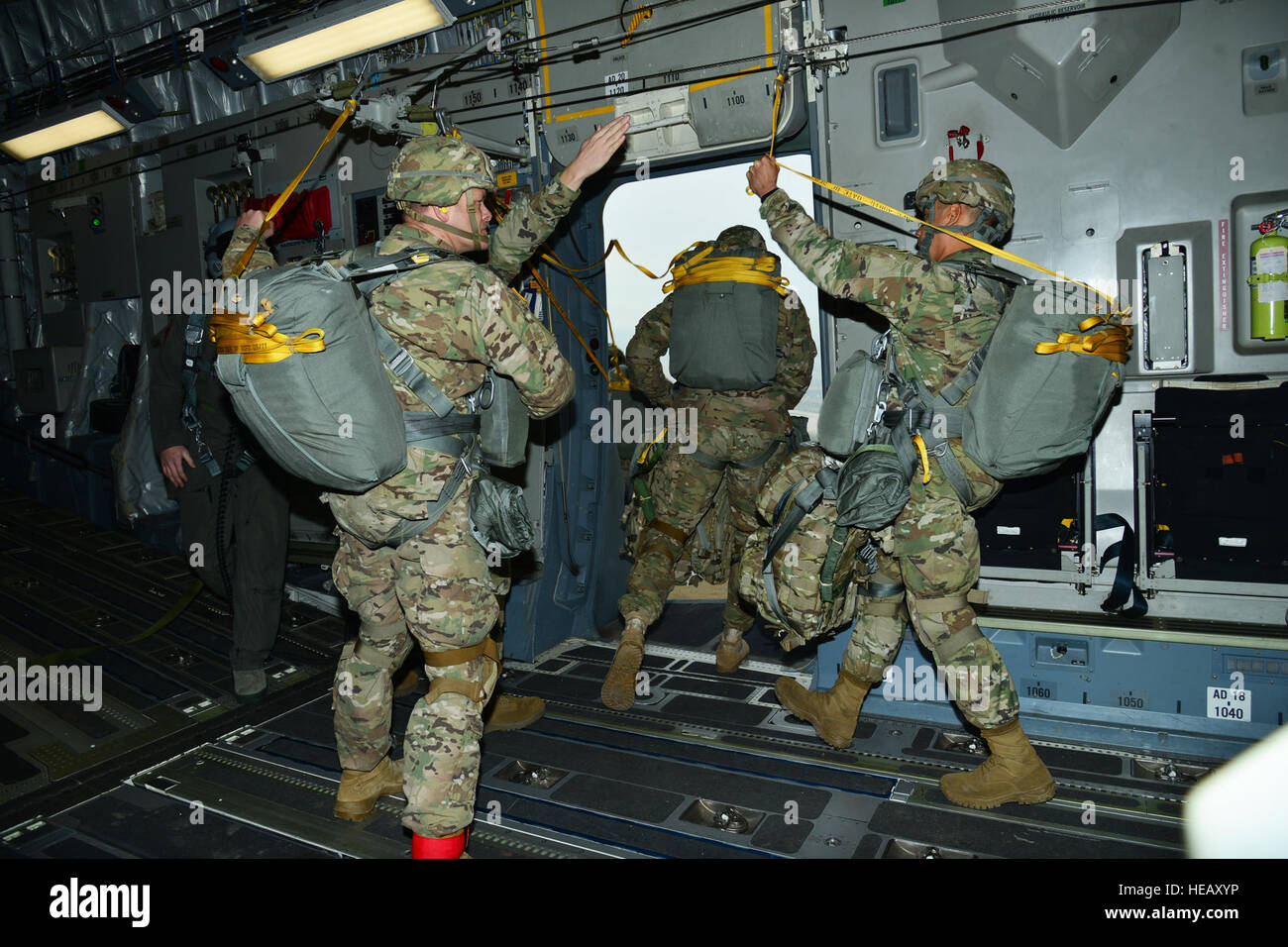 U.S. Army paratroopers from the 173rd Airborne Brigade, exit a C17 ...