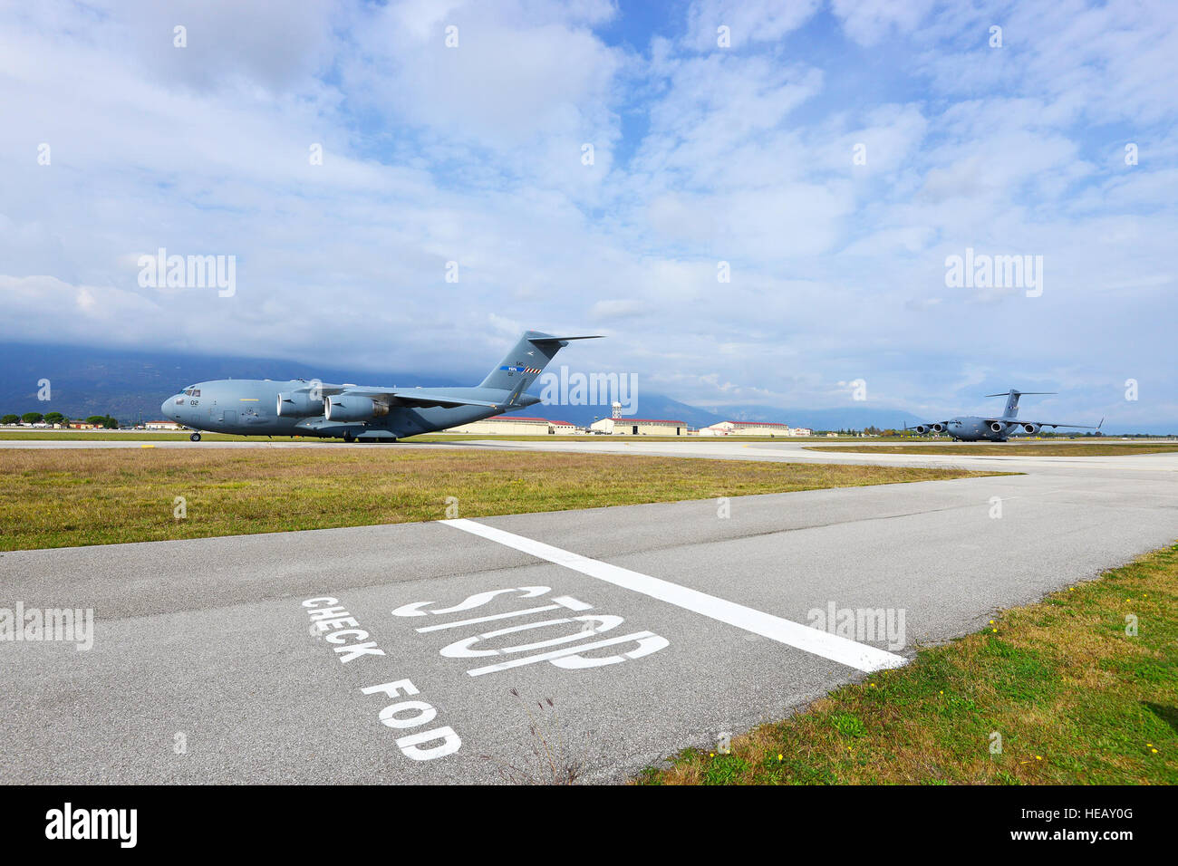 Two C17 Globemaster III Aircraft from Papa Air Base, Hungary, prepare ...
