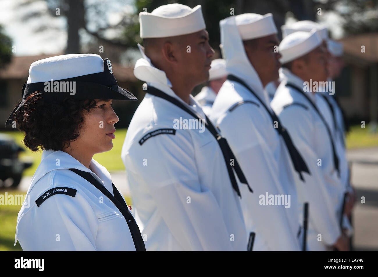 U.S. Navy Petty Officer 3rd Class Sarah Meadows and other sailors of ...