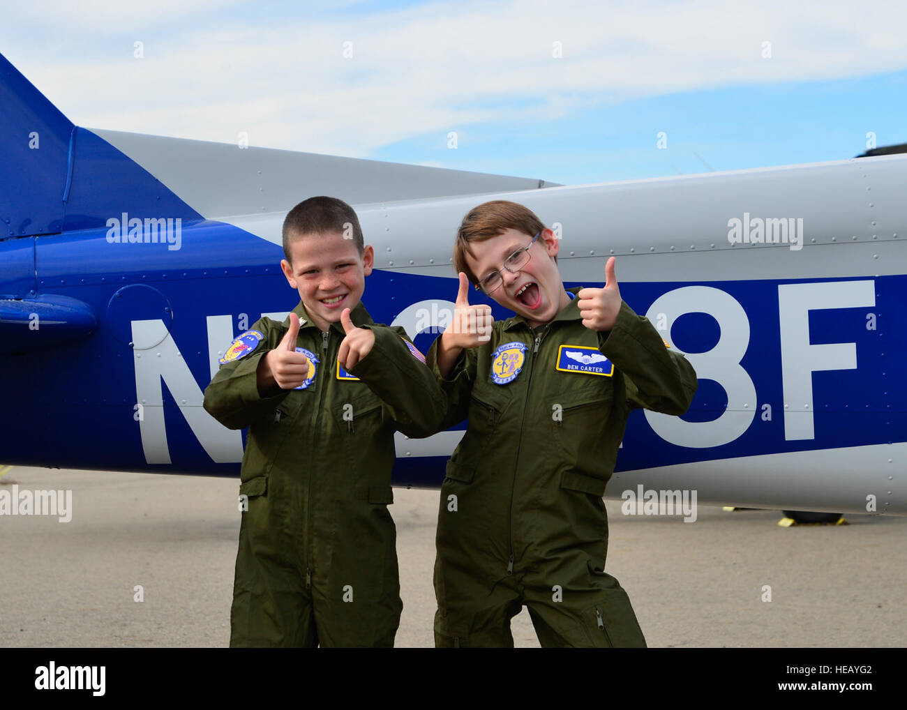 Blake Boyer, left, and Ben Carter give a thumbs up before taking part ...