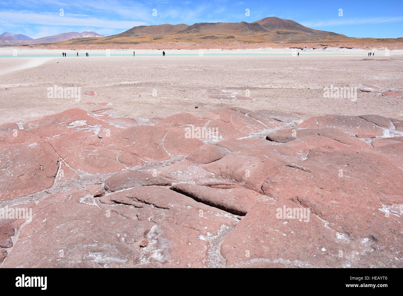 Landscape of mountains and lake in Atacama desert Chile Stock Photo - Alamy