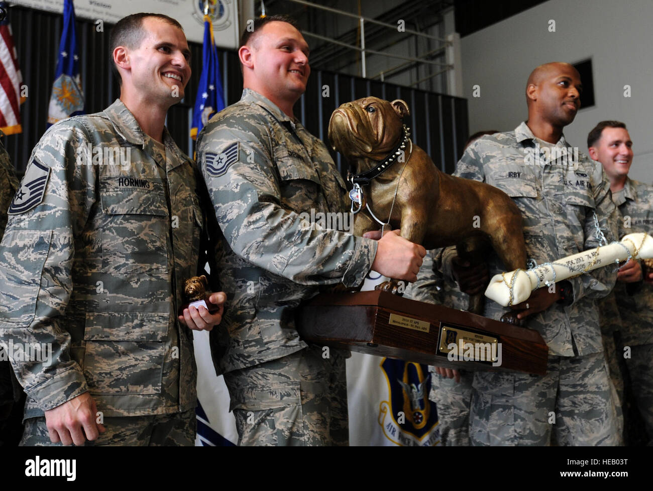 U.S. Air Force members from the 76th Aerial Port Squadron pose for ...