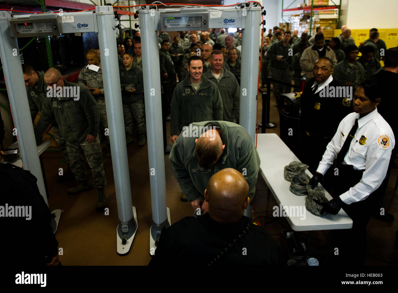 U.S. service members are checked at a security checkpoint during ...