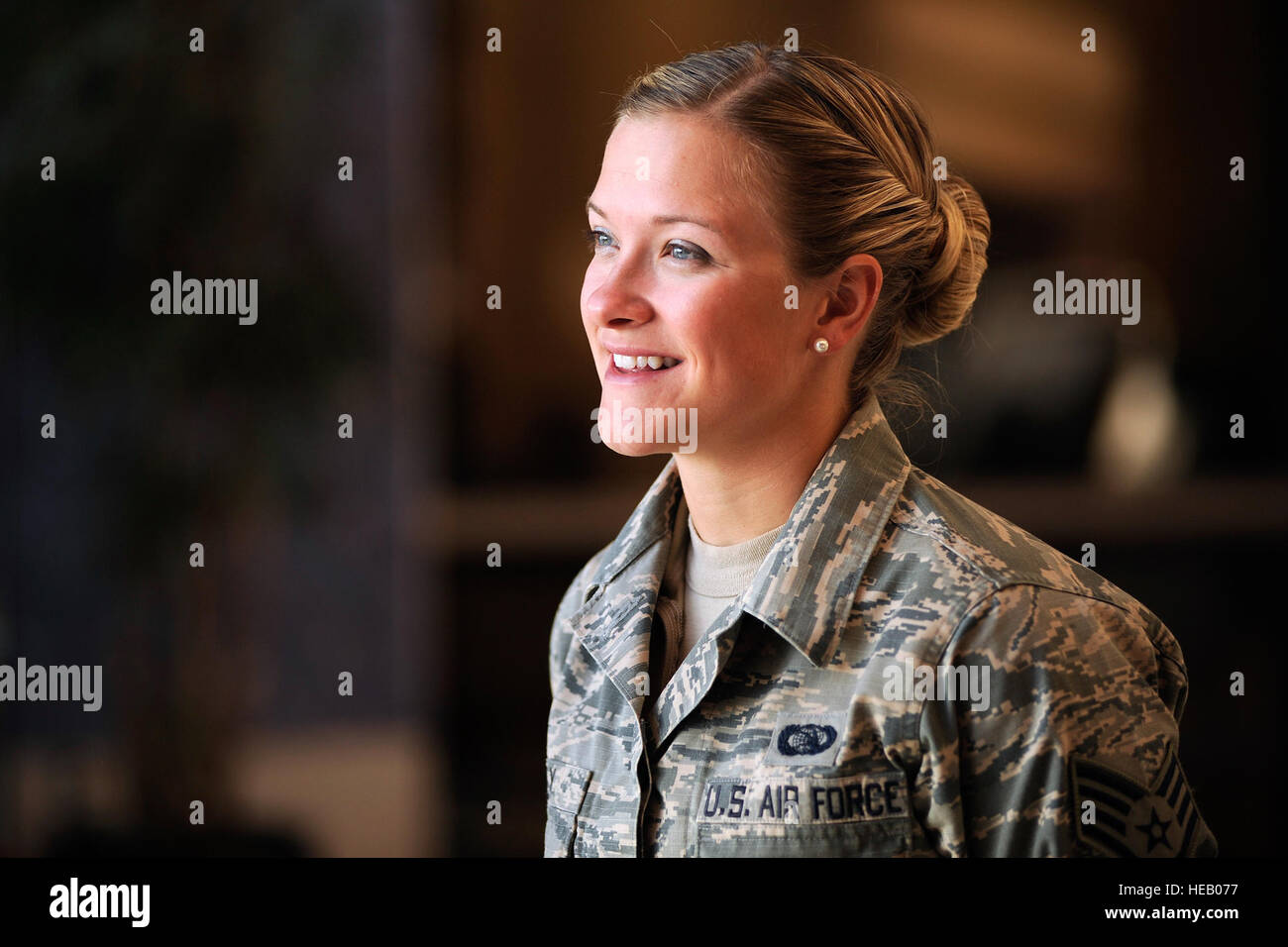 U.S. Air Force Staff Sgt. Anna Bily, with the command staff of the 50th ...