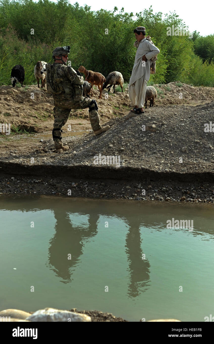 U.S. Army Capt. Daniel-Simon Leonard, operations officer, speaks with a ...
