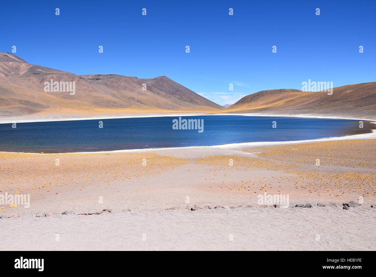 Landscape of mountain and lake in Atacama desert Chile Stock Photo - Alamy