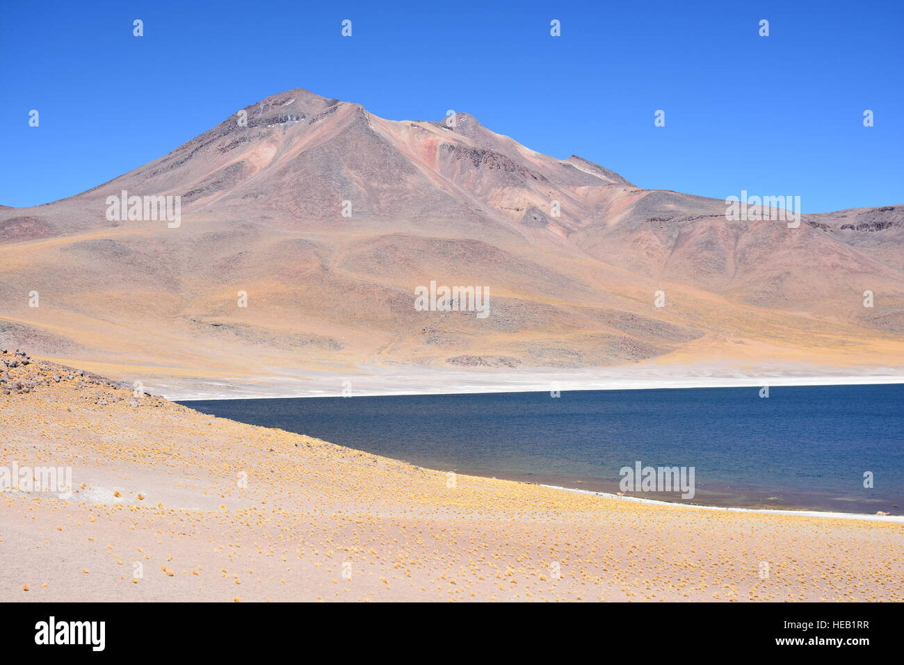 Landscape of mountain and lake in Atacama desert Chile Stock Photo - Alamy