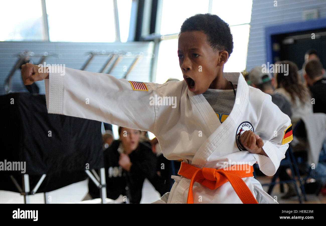 Eric Slater demonstrates a punch as part of his routine during the 15th ...