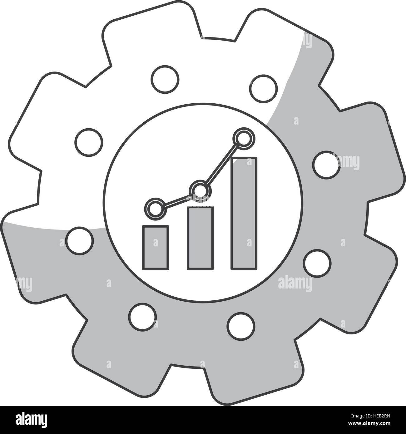 gear with graphic chart icon over white background. vector illustration ...