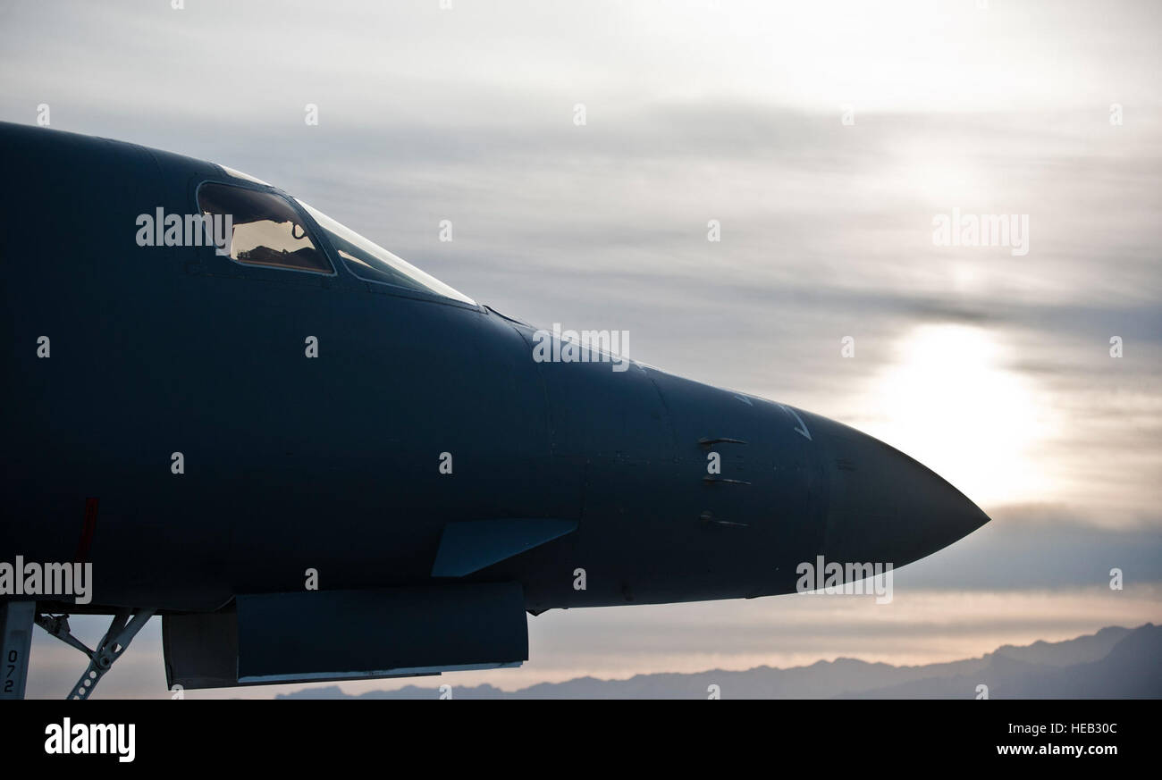 A B-1B Lancer assigned to the 37th Bomb Squadron, Ellsworth Air Force ...