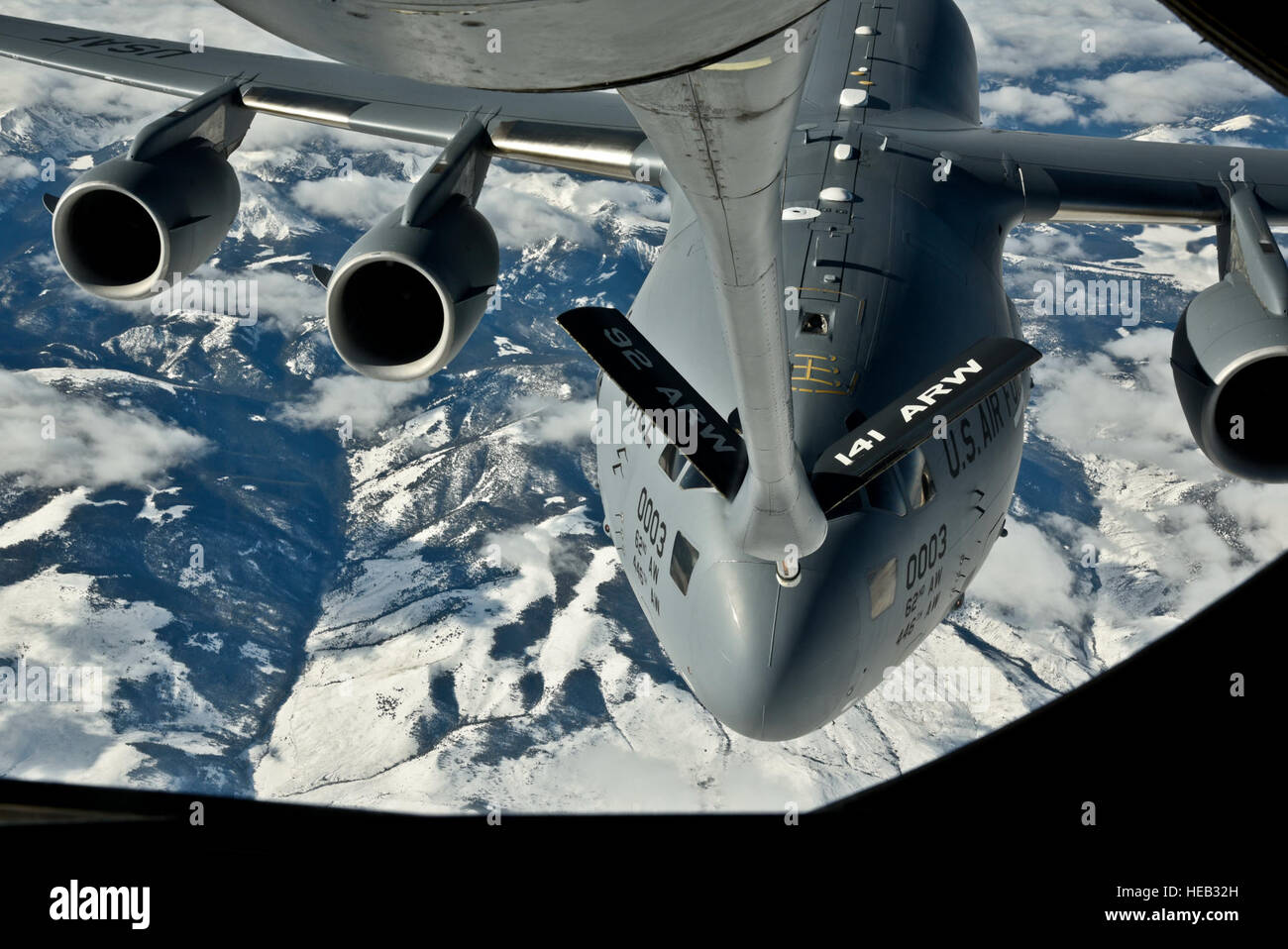 A C-17 Globemaster from Joint Base Lewis-McChord refuels from a 92nd ...