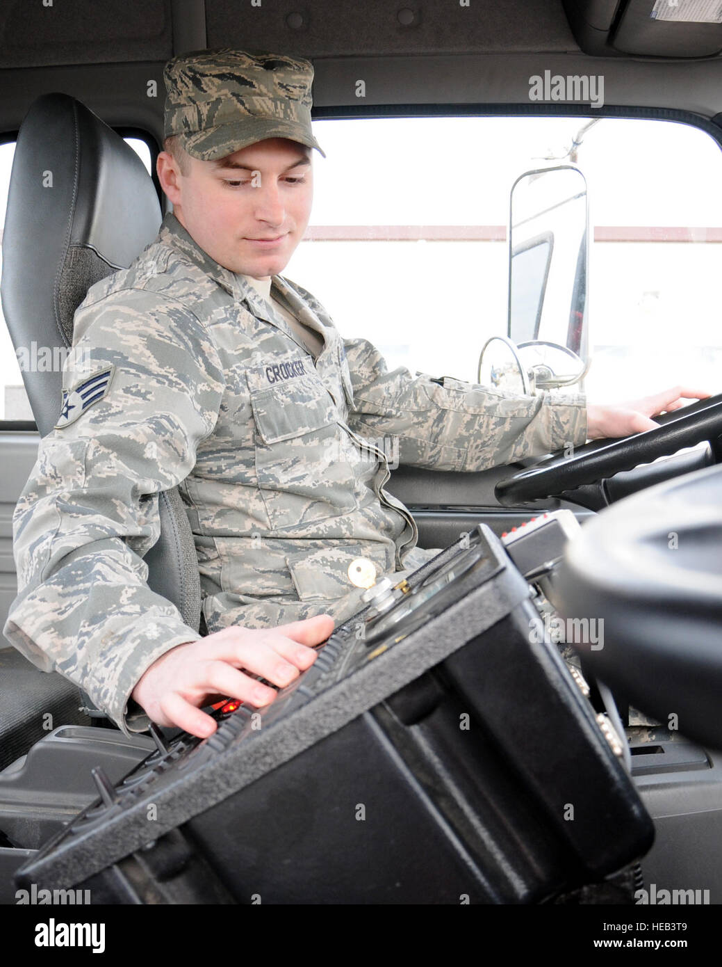 Senior Airman from the 100th Civil Engineer Squadron operates an ...