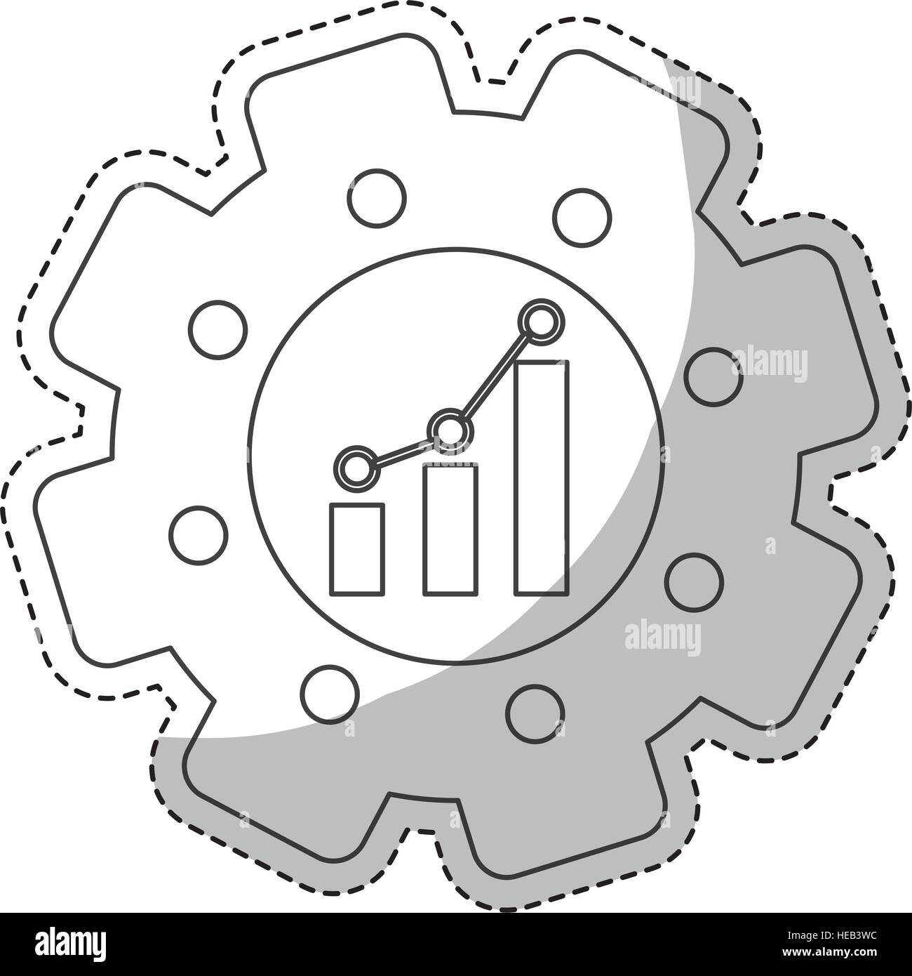gear with graphic chart icon over white background. vector illustration ...