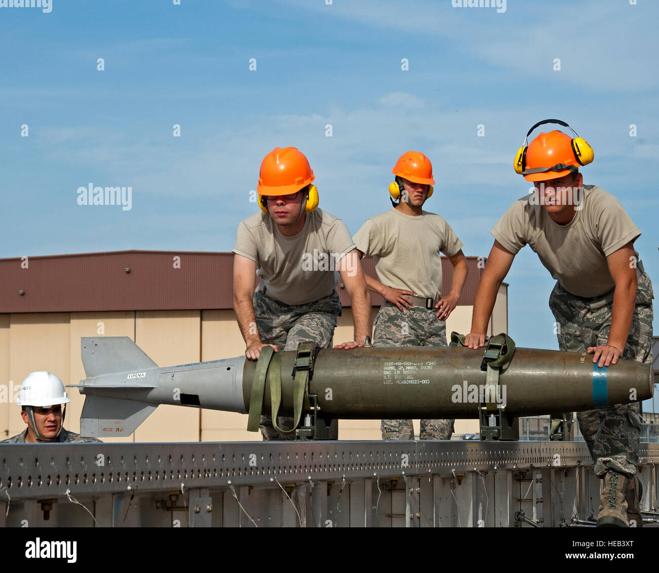 U.S. Air Force Airman 1st Class Henderson Leitch and Dylan Schickedanz, 363rd Training Squadron ...