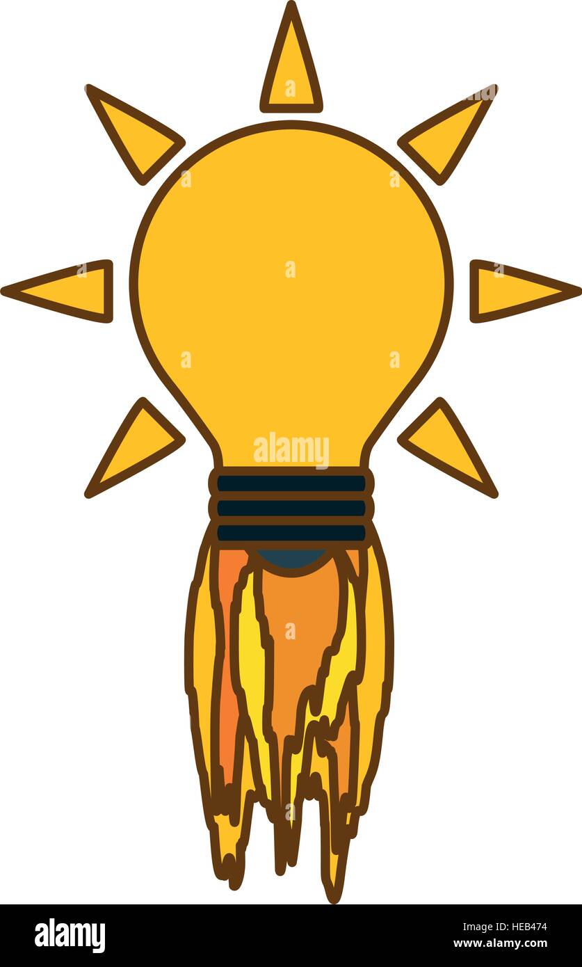 bulb light launching icon over white background. start-up concept ...