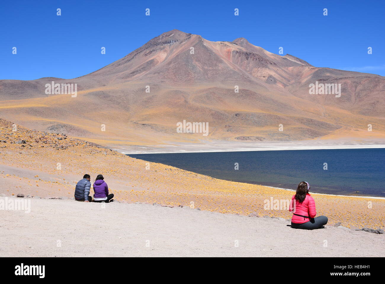 Landscape of mountain and lake in Atacama desert Chile Stock Photo - Alamy