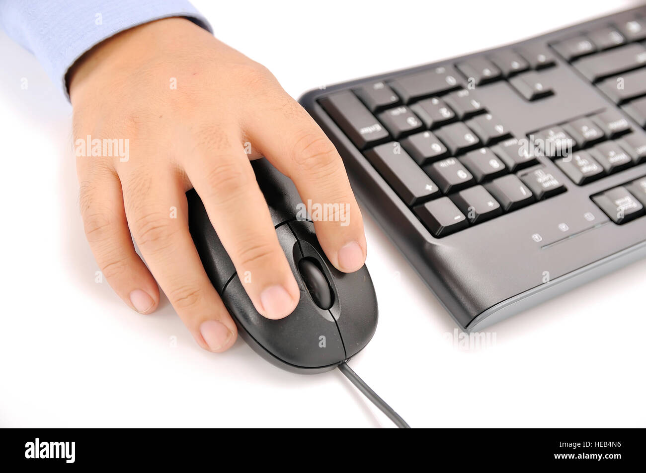 Male hand holding a mouse. This is working concept photo Stock Photo ...