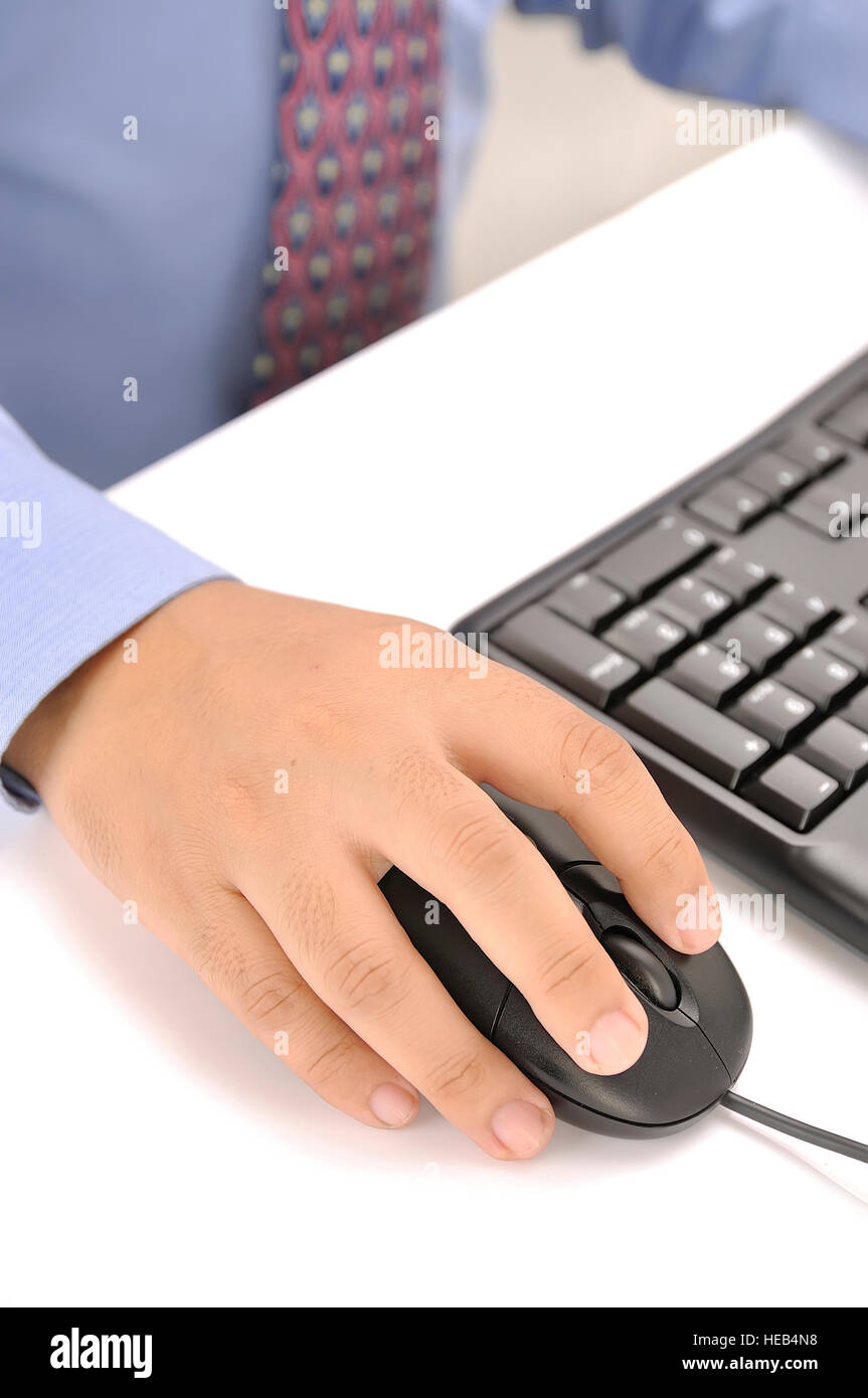 Male hand holding a mouse. This is working concept photo Stock Photo ...