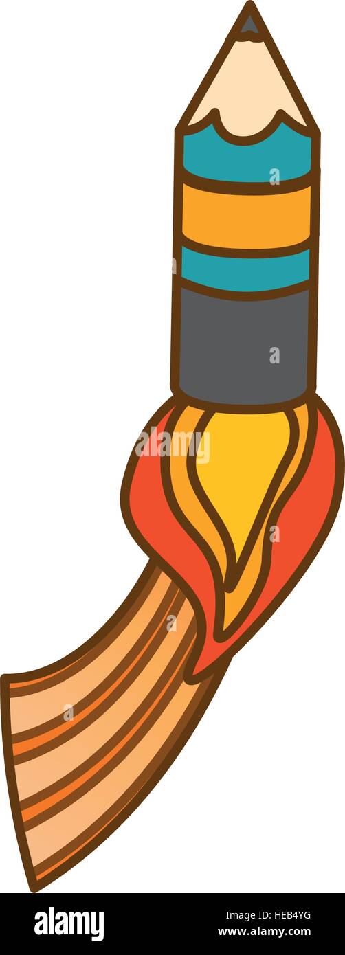 pencil launching icon over white background. startup concept. colorful ...
