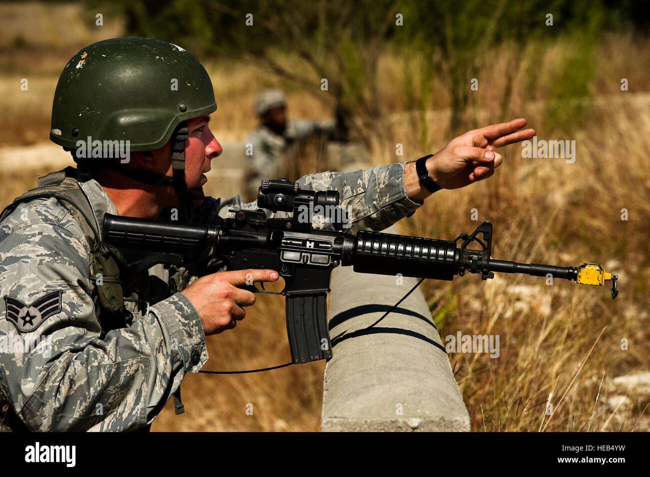 U.S. Air Force Senior Airman Daniel Horning provides support during ...