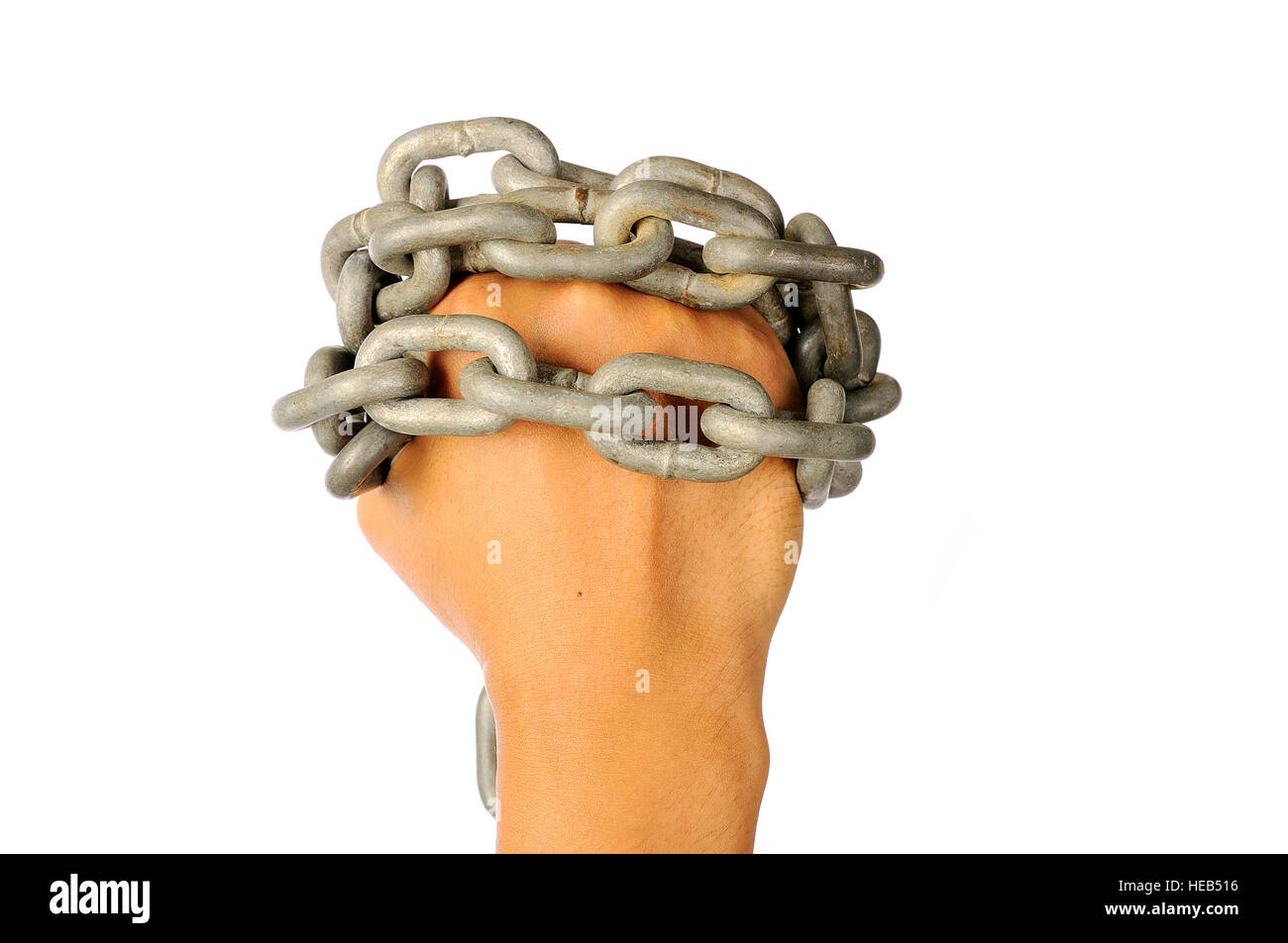 The hand with chain isolated over white background Stock Photo - Alamy
