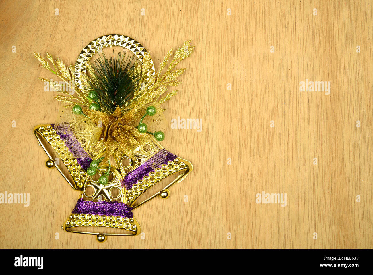 Christmas ornament on wood background. You can put your message in here ...