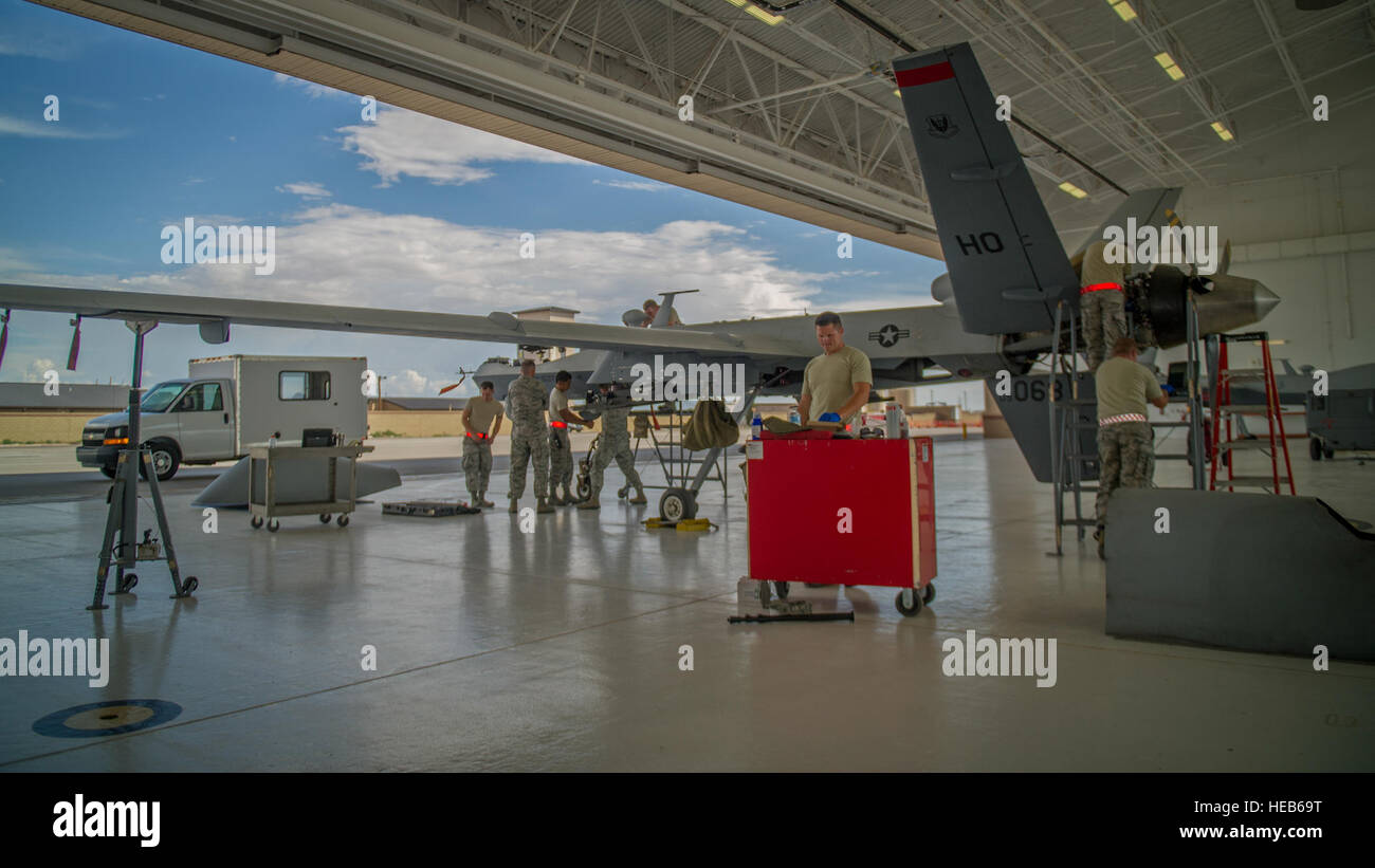 MQ-9 Reaper crew chiefs from the 49th Aircraft Maintenance Squadron ...