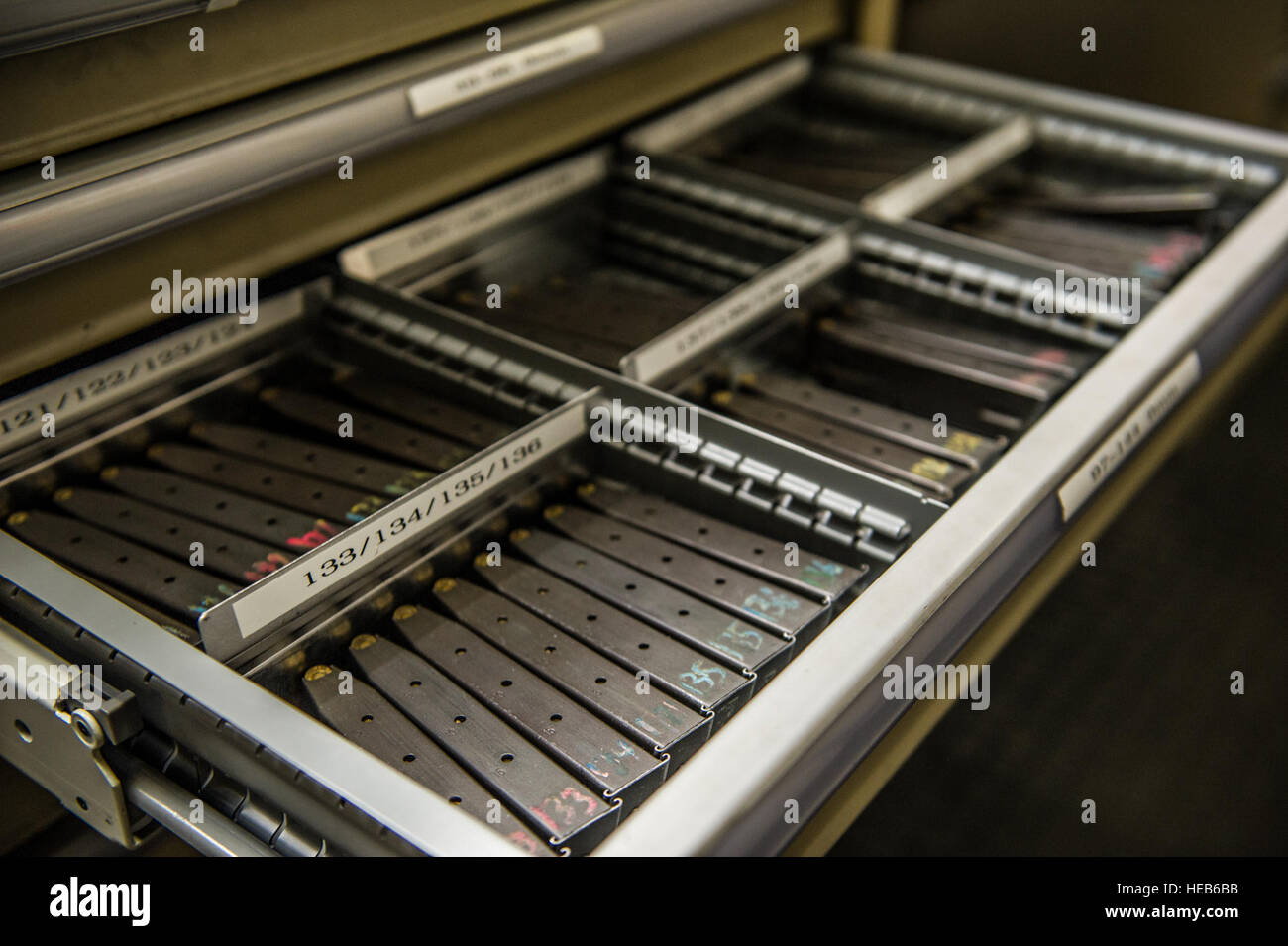 M9 Beretta magazines are organized and stored upon receipt from an off ...