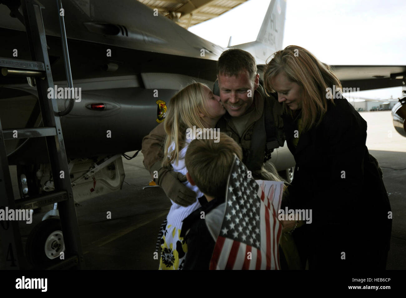 Col. William Bailey, commander of the 4th Fighter Squadron, greets his ...
