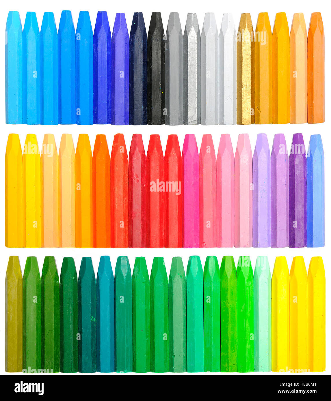 Row of colorful crayon over white background Stock Photo - Alamy