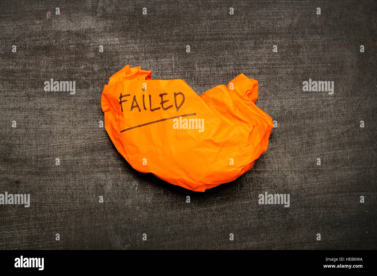 Failed concept. Failed writing on crumpled paper on blackboard Stock ...