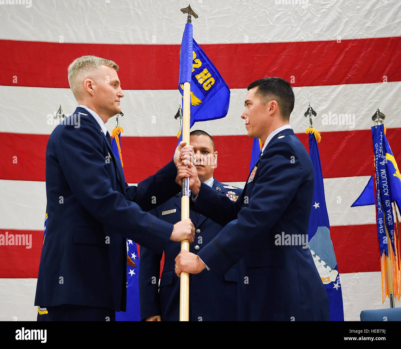 Col. Dave Smith, 582nd Helicopter Group commander, hands the guidon of ...