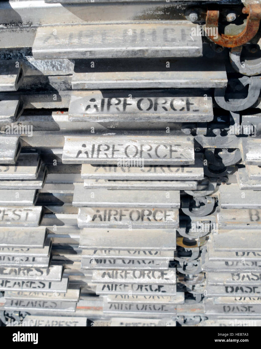 A stack of Air Force pallets waiting to be loaded onto a C-17 ...