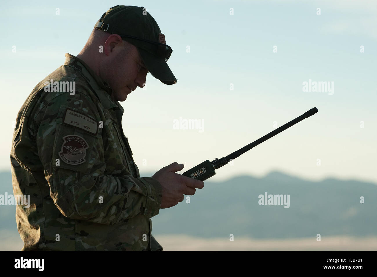 A U.S. Air Force pararescueman, 58th Rescue Squadron, prepares ...