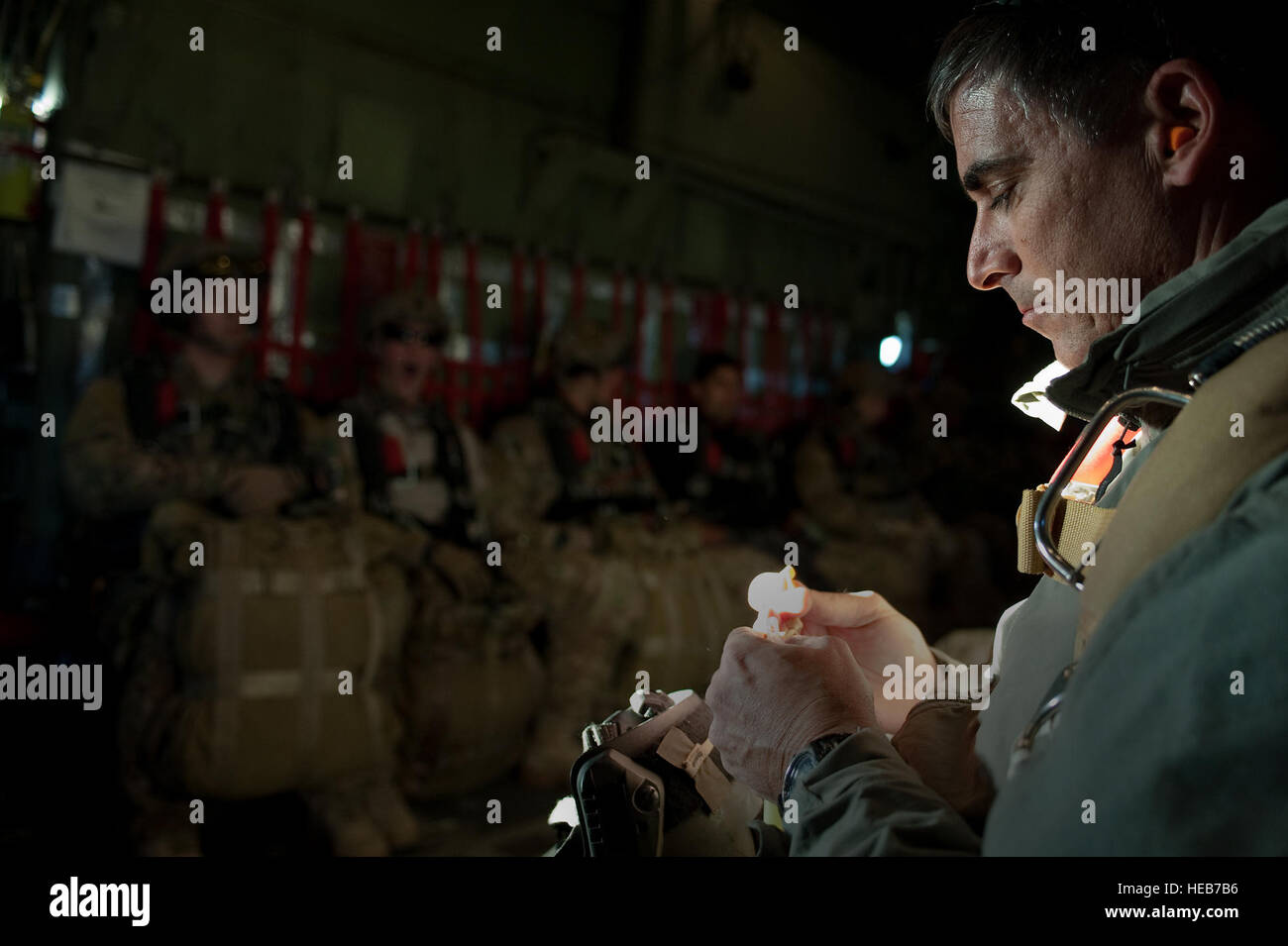 A U.S. Air Force pararescueman, 58th Rescue Squadron, jumps out of a C ...