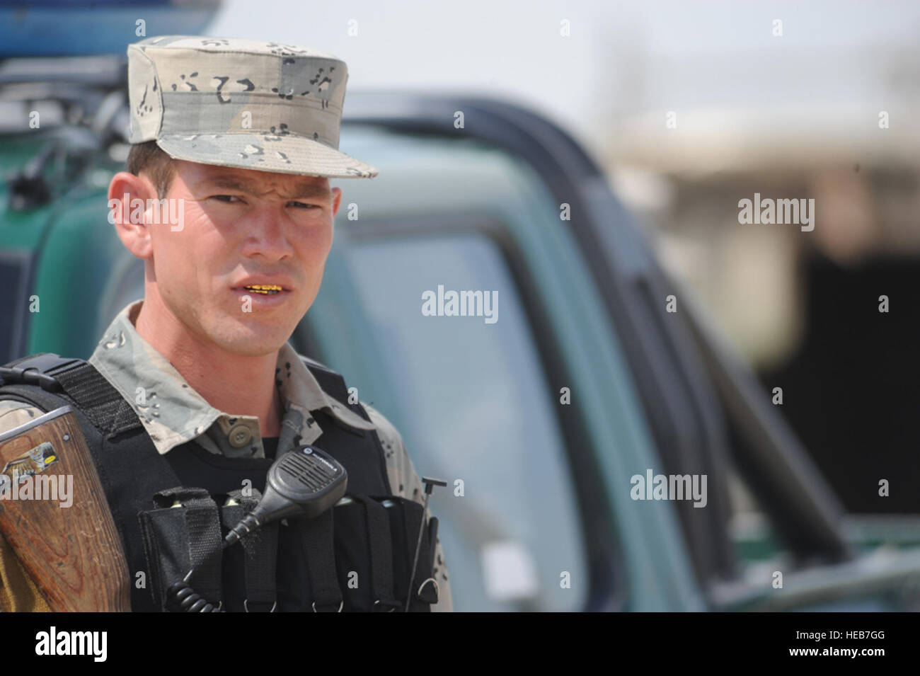 Heryatan - Afghan Border Police(ABP) pull security along the road at a ...